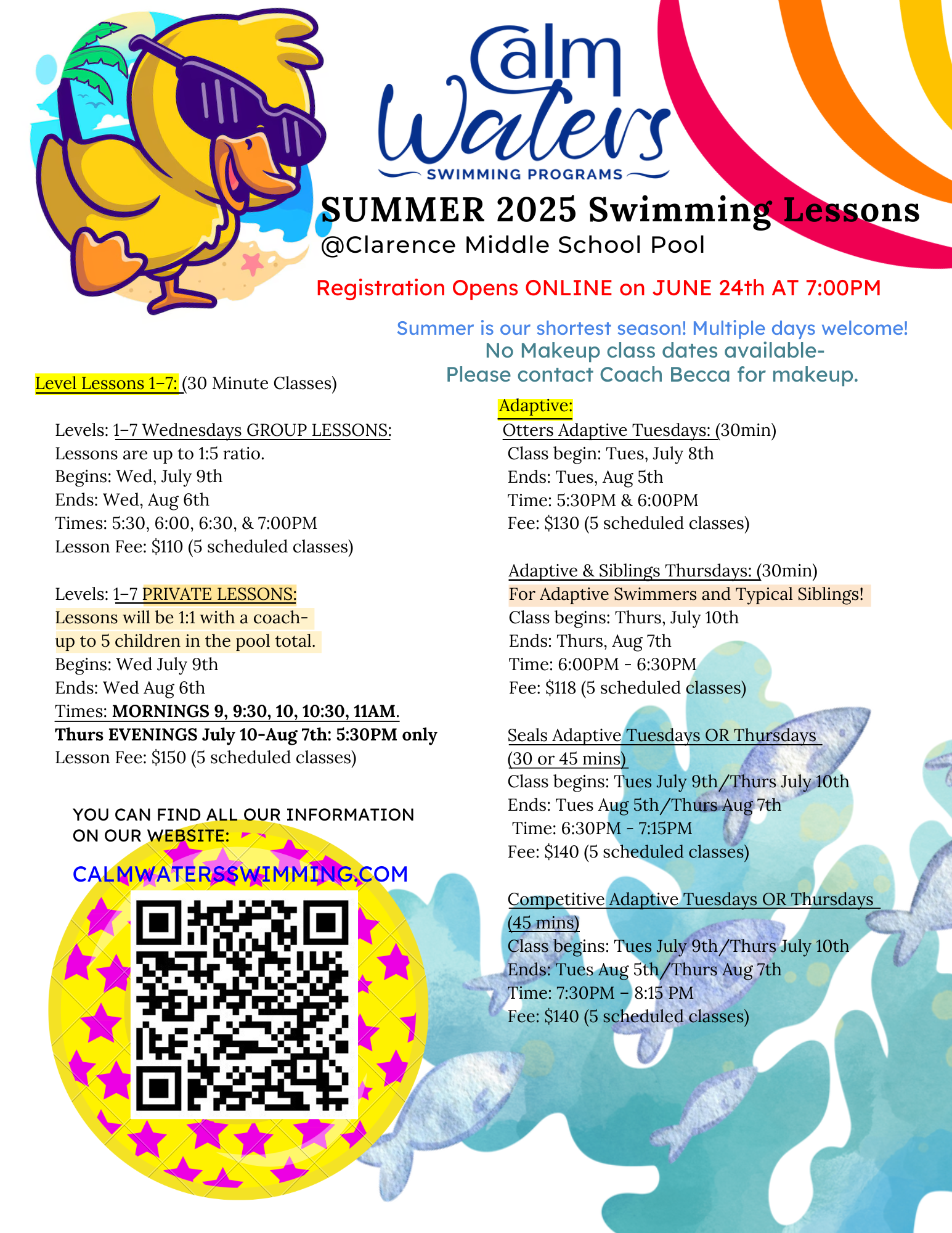 Calm Waters Swimming Programs Home